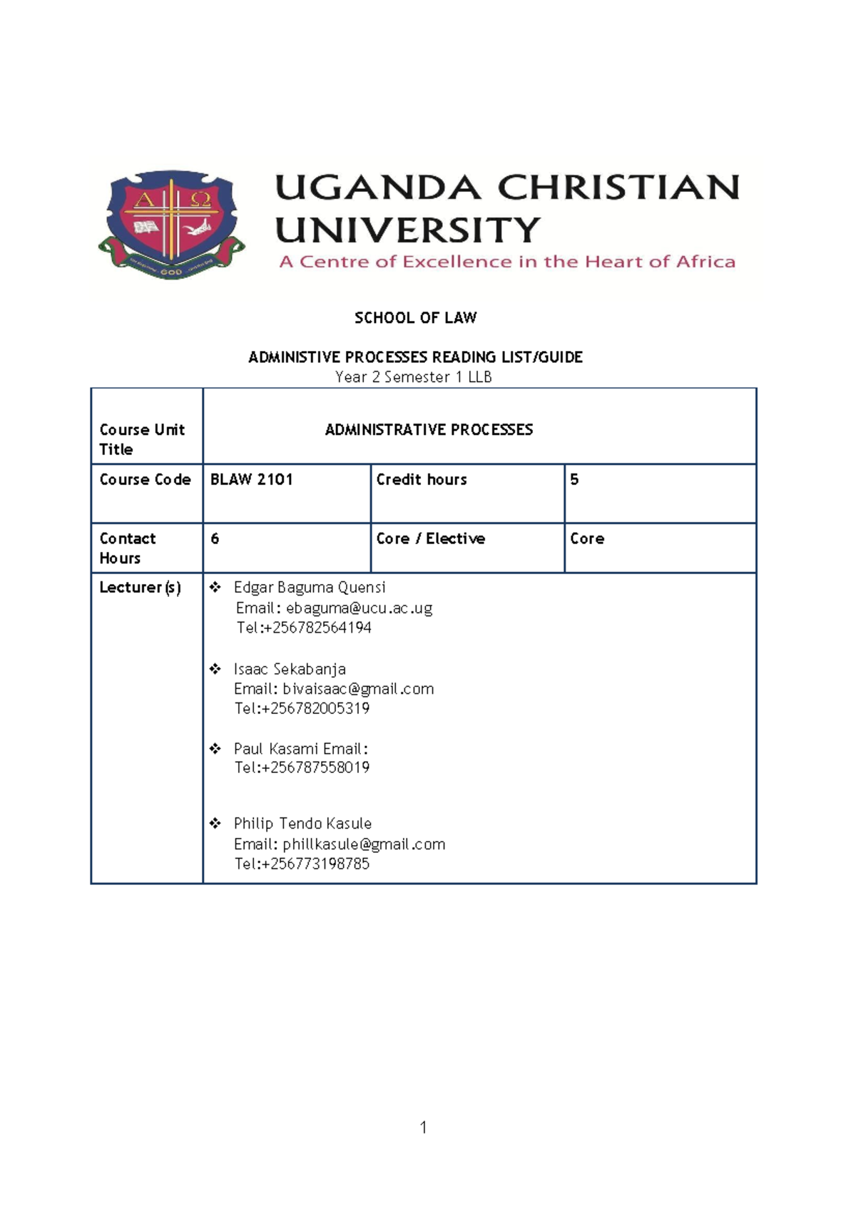 BLAW 2101 Administrative Processes Reading List & Guide - Year 2 - Studocu