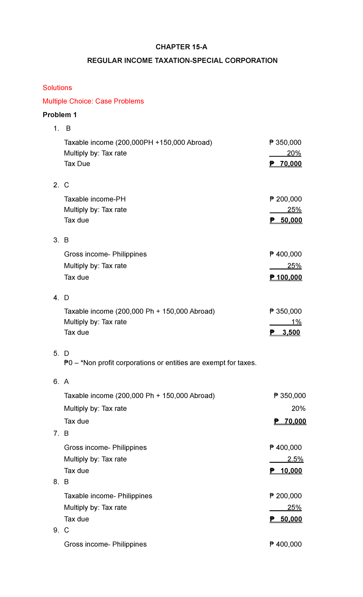 Chapter 15-A J: Practical Solutions for Income Taxation Problems - Studocu