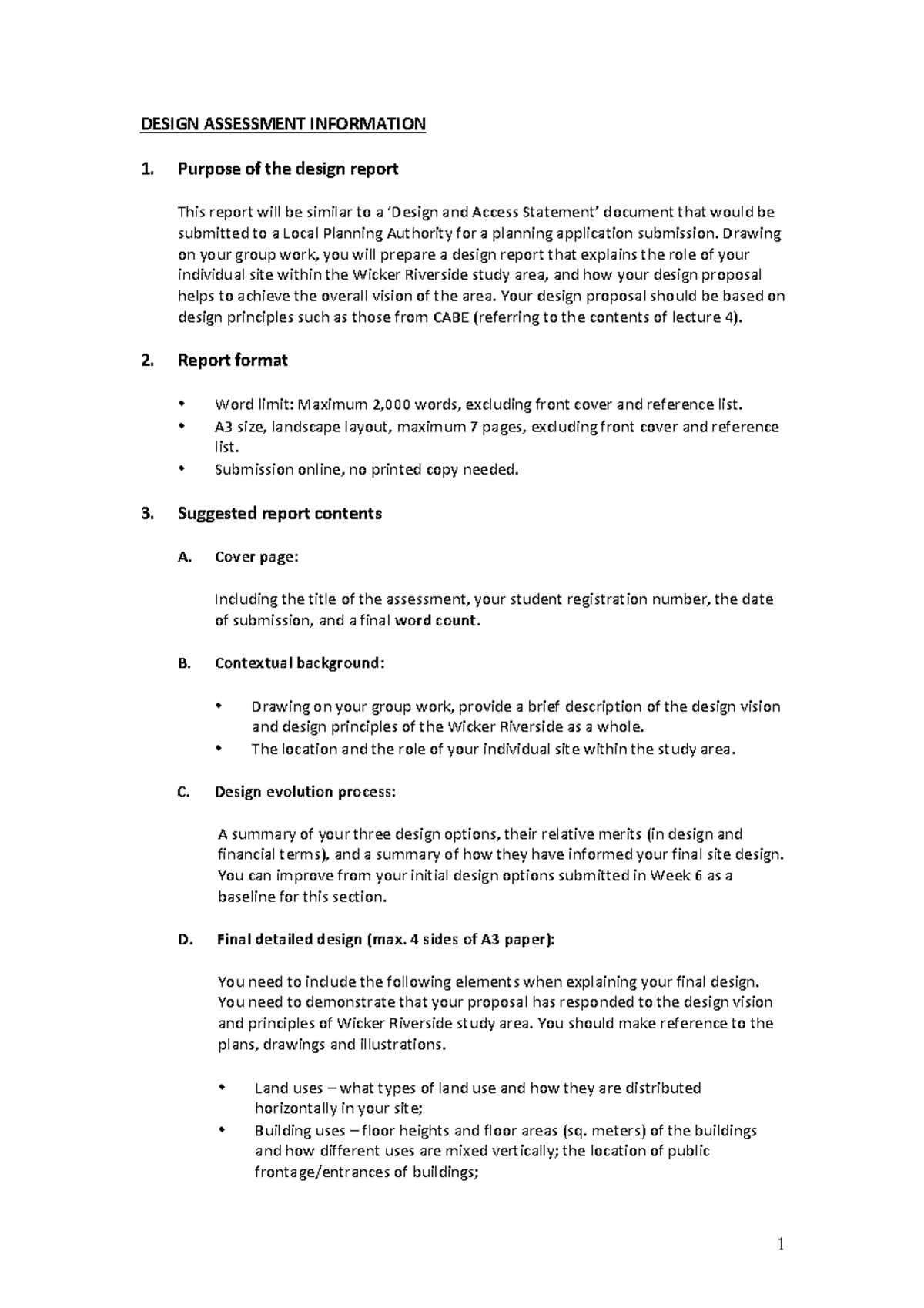 TRP235 Design Assessment Report: Wicker Riverside Proposal - Studocu