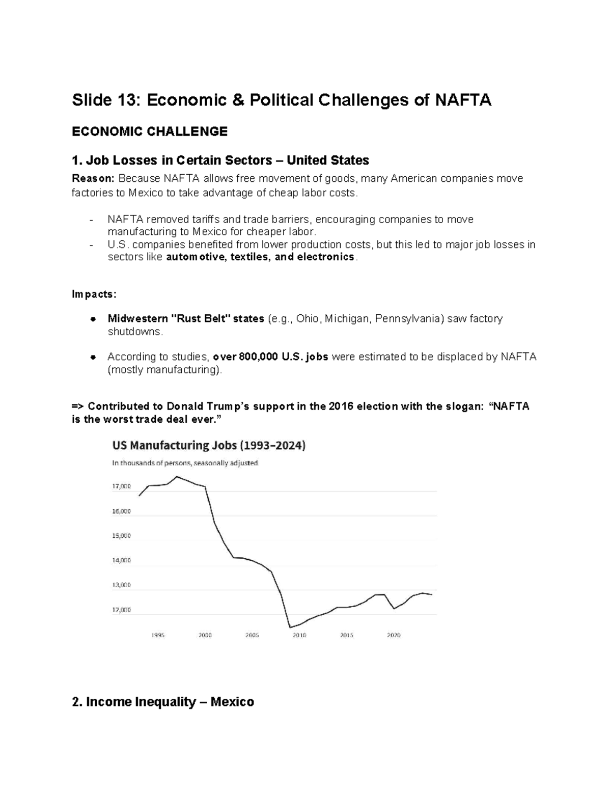 ECON 101: Current Economic & Political Challenges of NAFTA - Studocu