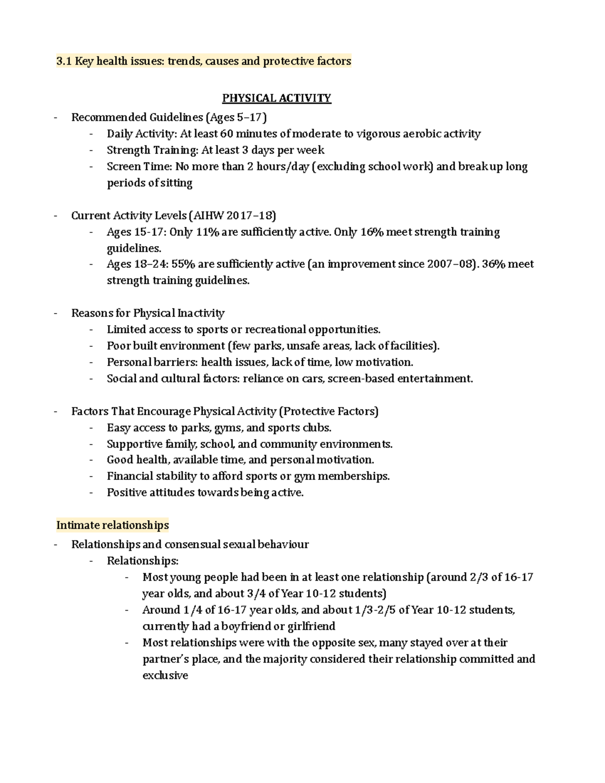 HMS Notes: Key Health Issues, Trends, and Protective Factors - Studocu