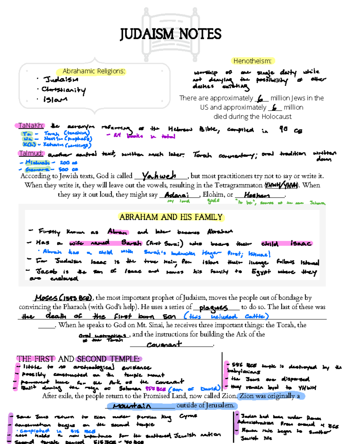 Lecture 6- Judaism - definitions, overview on main events, important ...