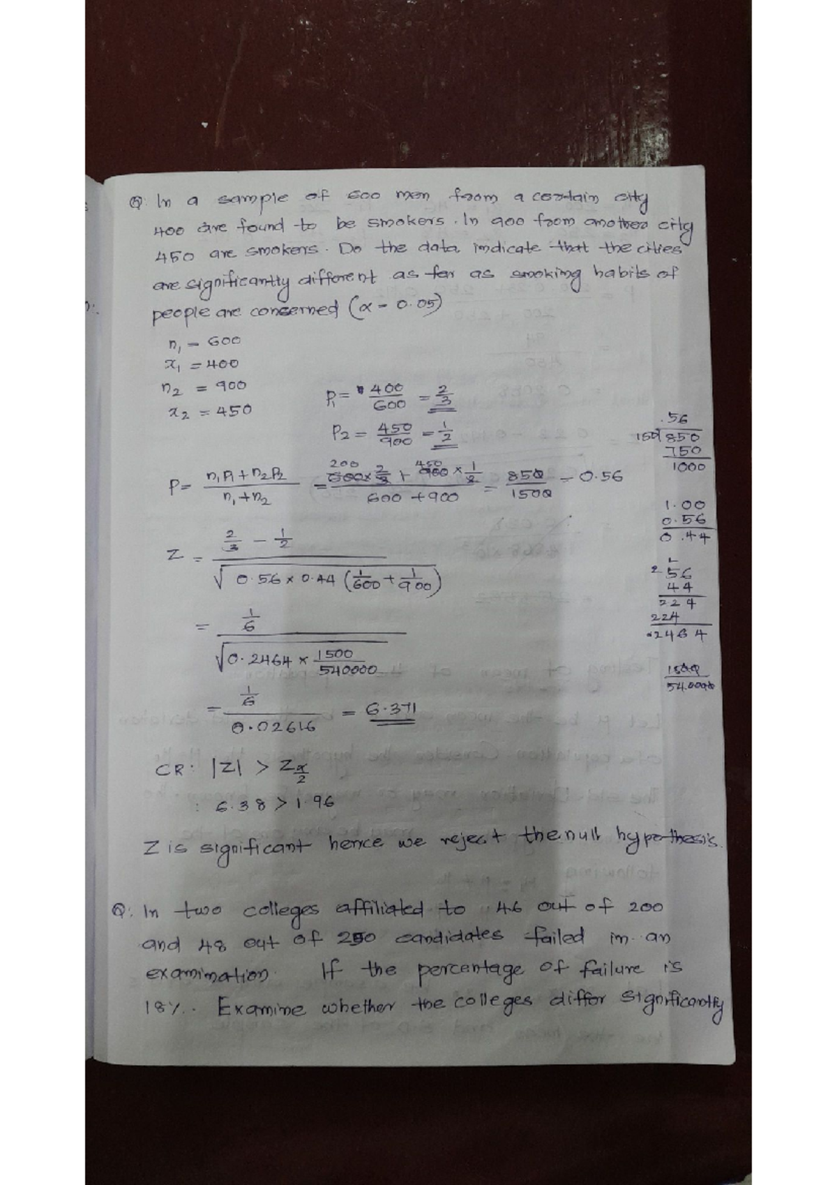 Statistics Lecture Notes Q In A Sample Of 600 Men From A Certain 6676