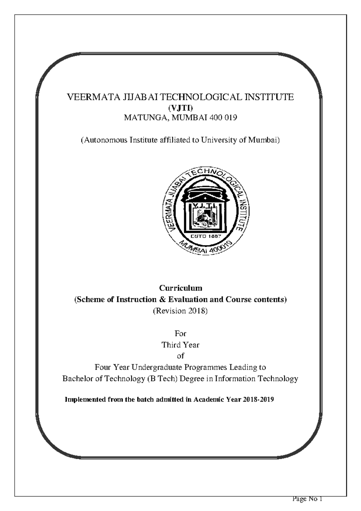 Syllabus - B.Tech. IT Curriculum for Third Year (2018 Revision) - Studocu