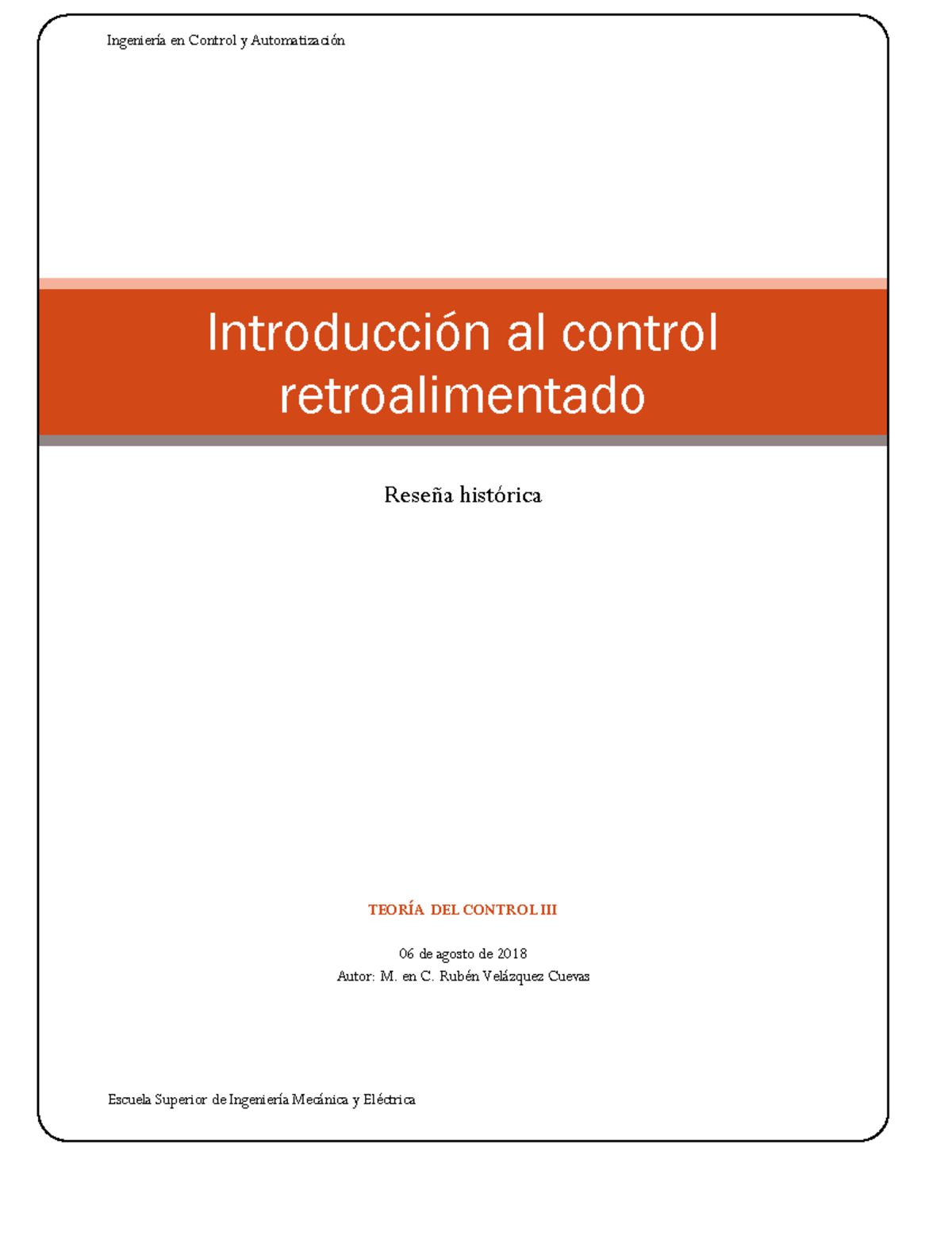 Introducción al Control Retroalimentado - Teoría del Control III (ING ...