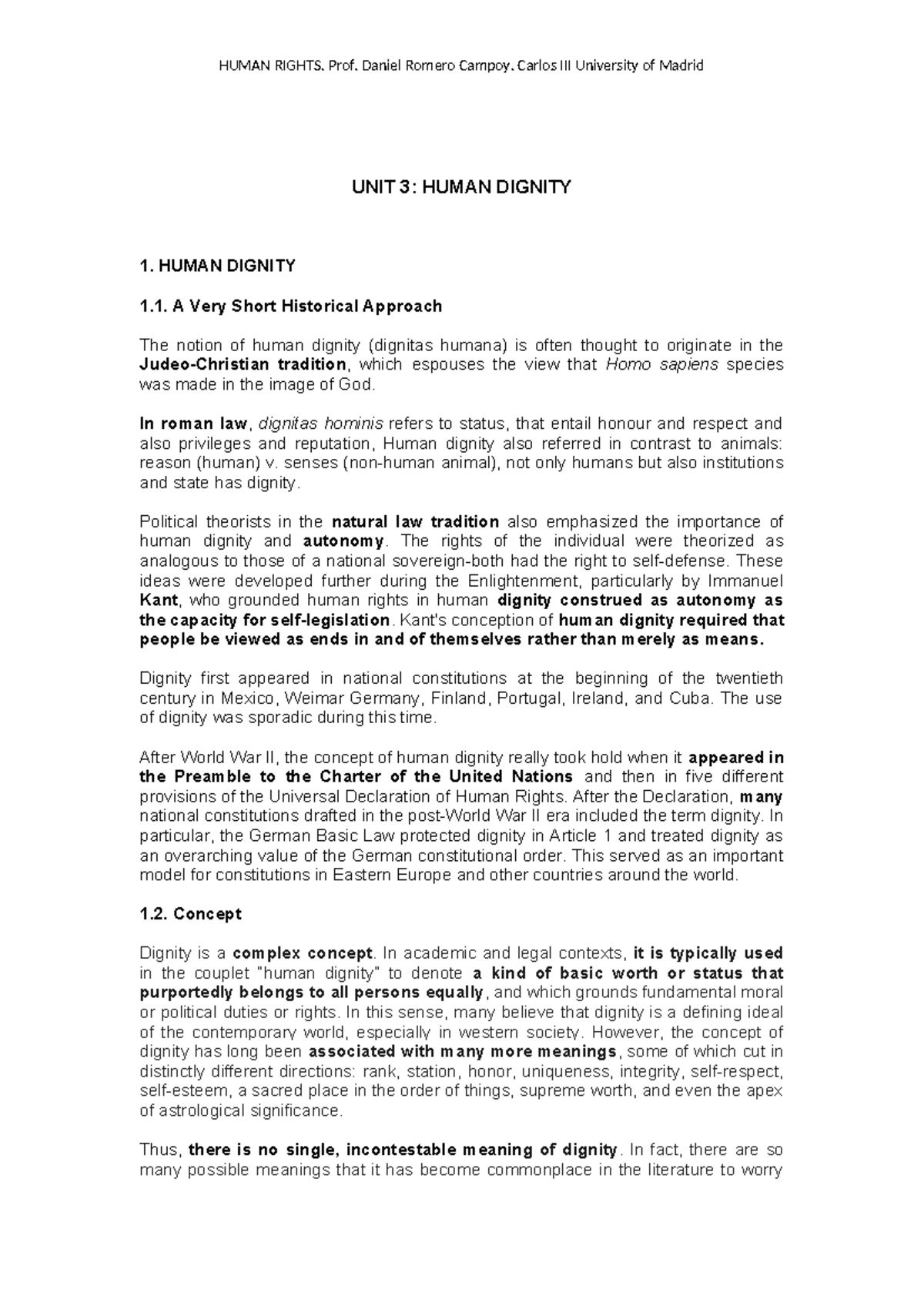 Unit 3: Human Dignity - Apuntes de Derechos Humanos - Studocu