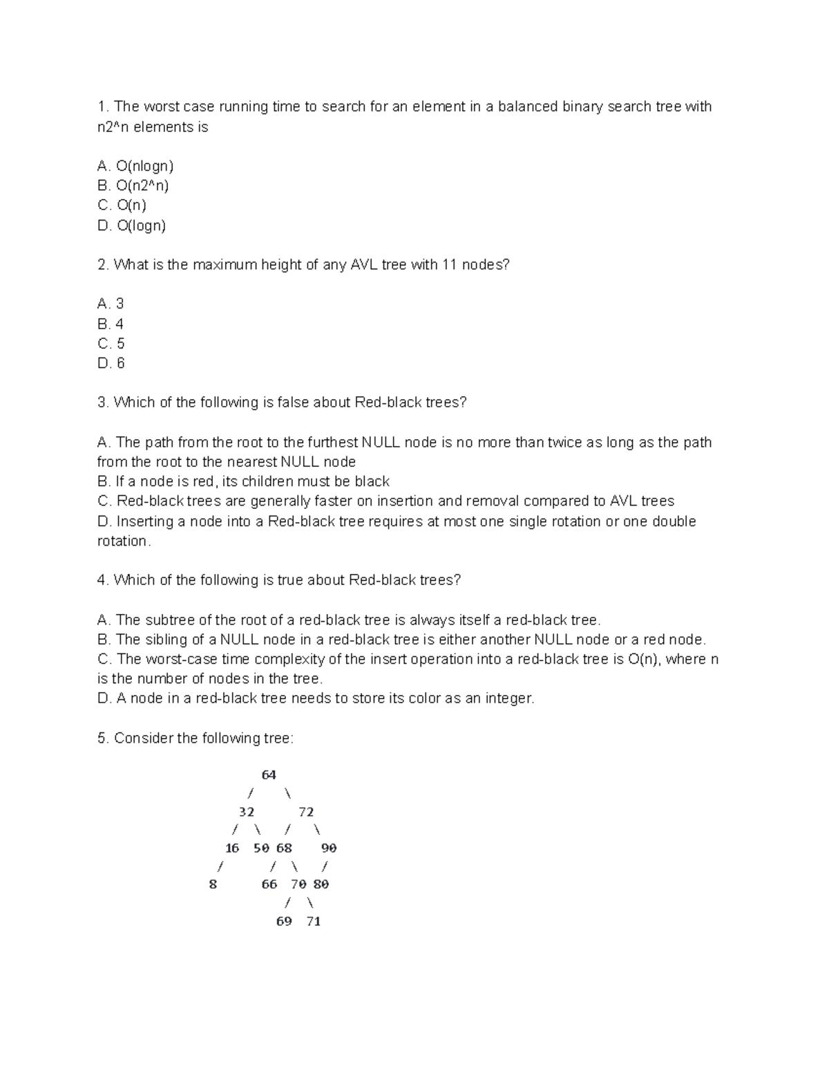 P6 - AVL & RB Trees: Examining Tree Properties and Complexities - Studocu