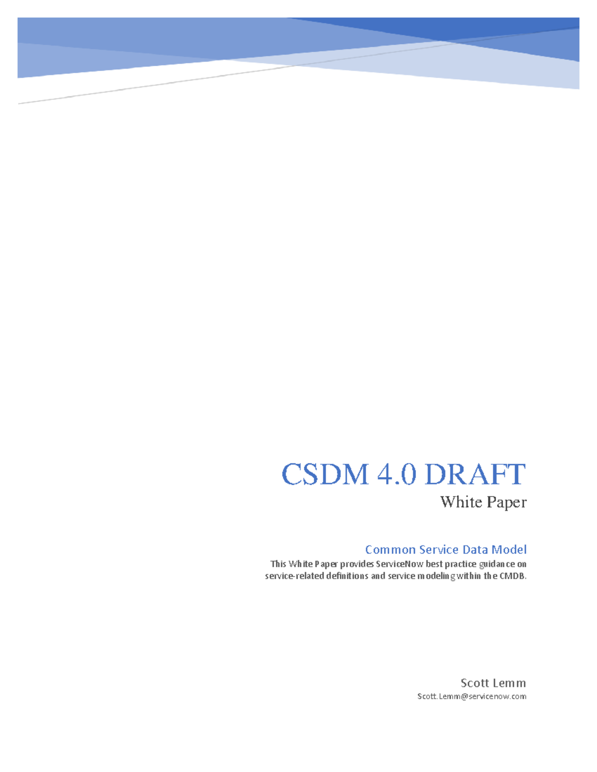 CSDM 4.0 V2 - Common Service Data Modeling - CSDM 4 .0 DRAFT White ...