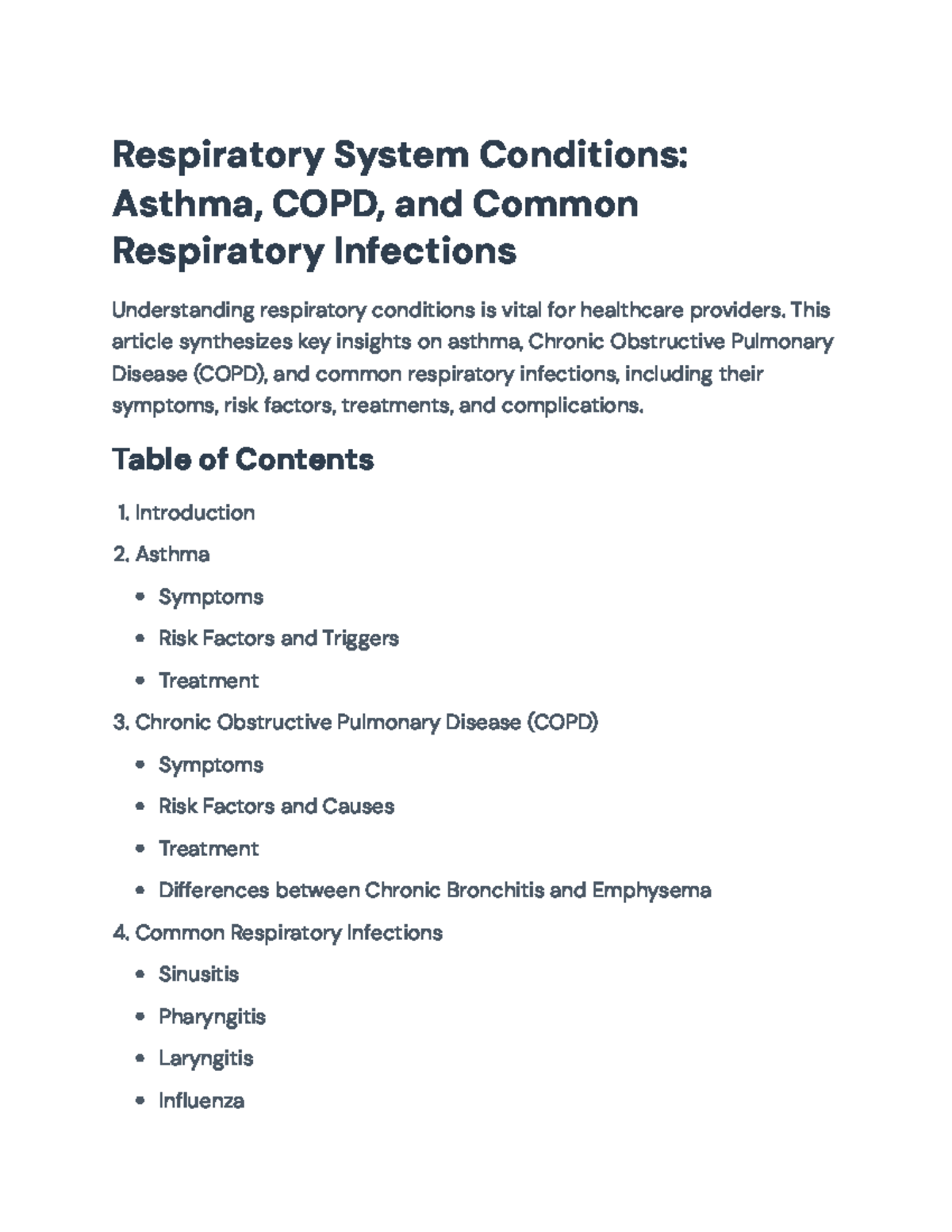Respiratory Conditions: Asthma, COPD, & Infections Overview ...