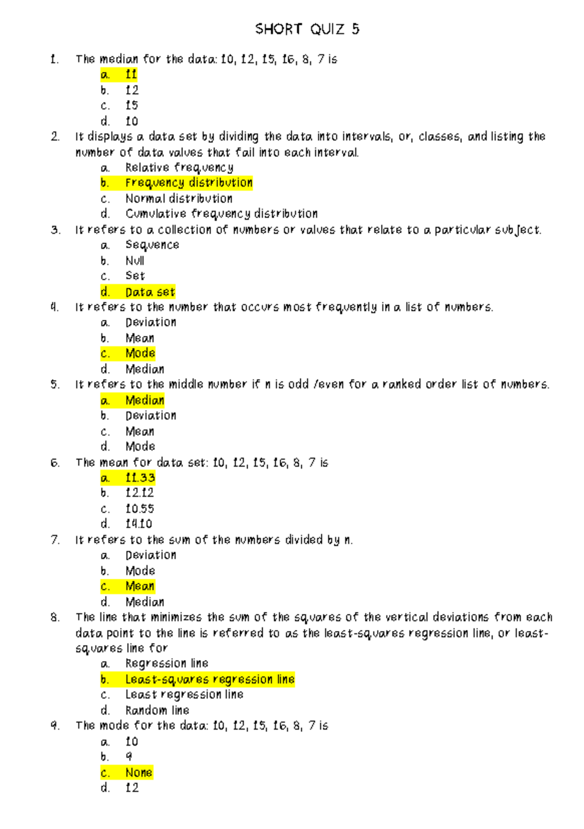Short Quiz 005 - Math in the Modern World: Key Concepts and Questions ...