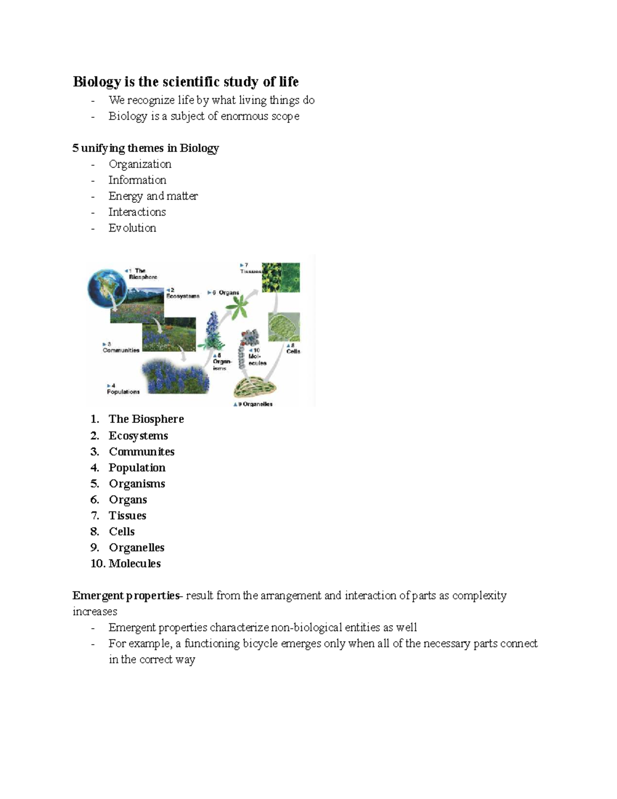 Biology Chapters 1-3 Overview - Help with BIO1500 - Studocu