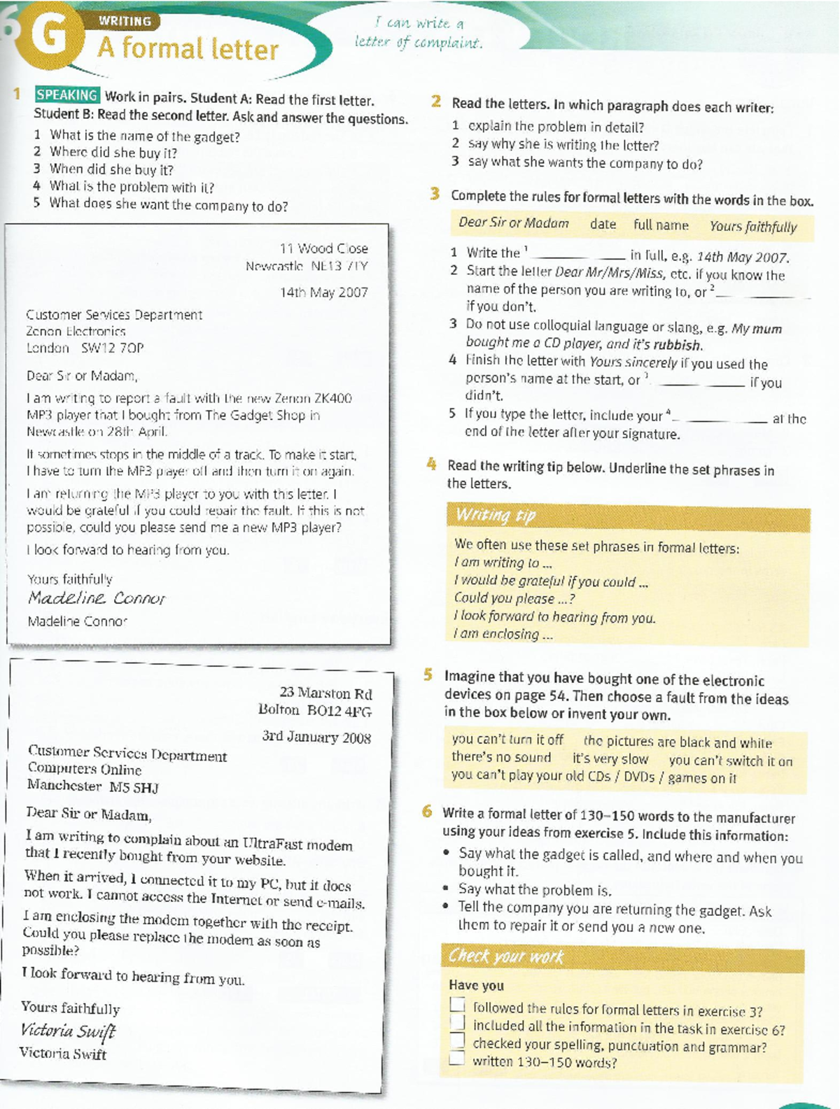 Formal Letter Writing Guide - G WRITING I - Studocu