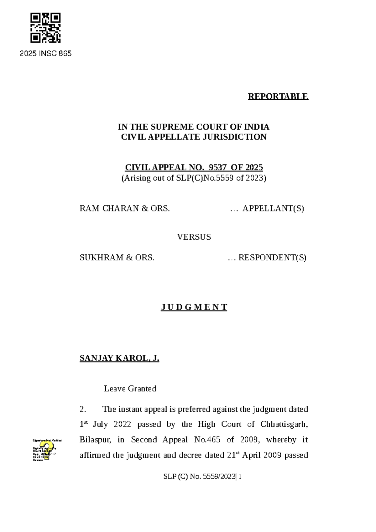 CA 9537.23 SC ST Daughter Inheritance: Judgment Analysis - Studocu