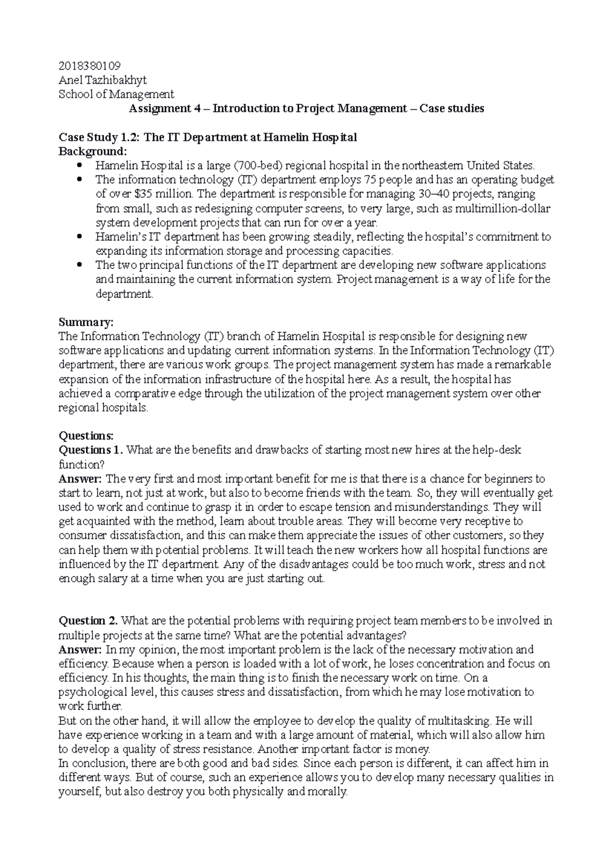 Assignment 4 - Project Management Case Studies Analysis (2018380109 ...