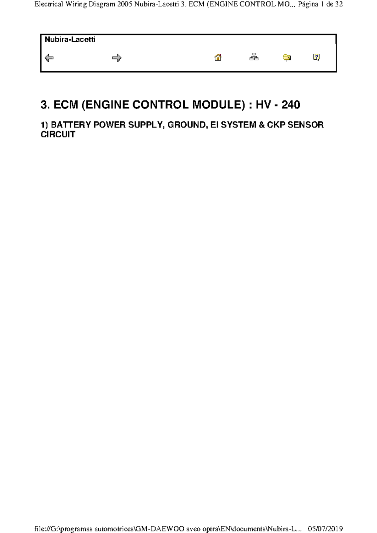 Optra HV2401 Electrical Wiring Diagram 2005: ECM Details - Studocu