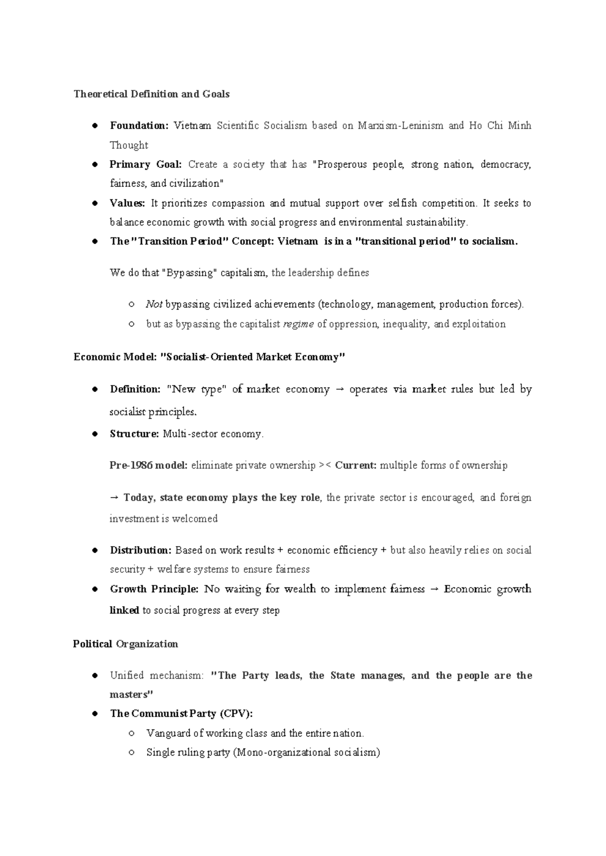 Vietnam 0 - Theoretical Framework of Socialism in Vietnam - Studocu