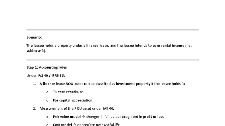 Ip Notes - Investment Property Under IAS 40 & IFRS 16 - Studocu