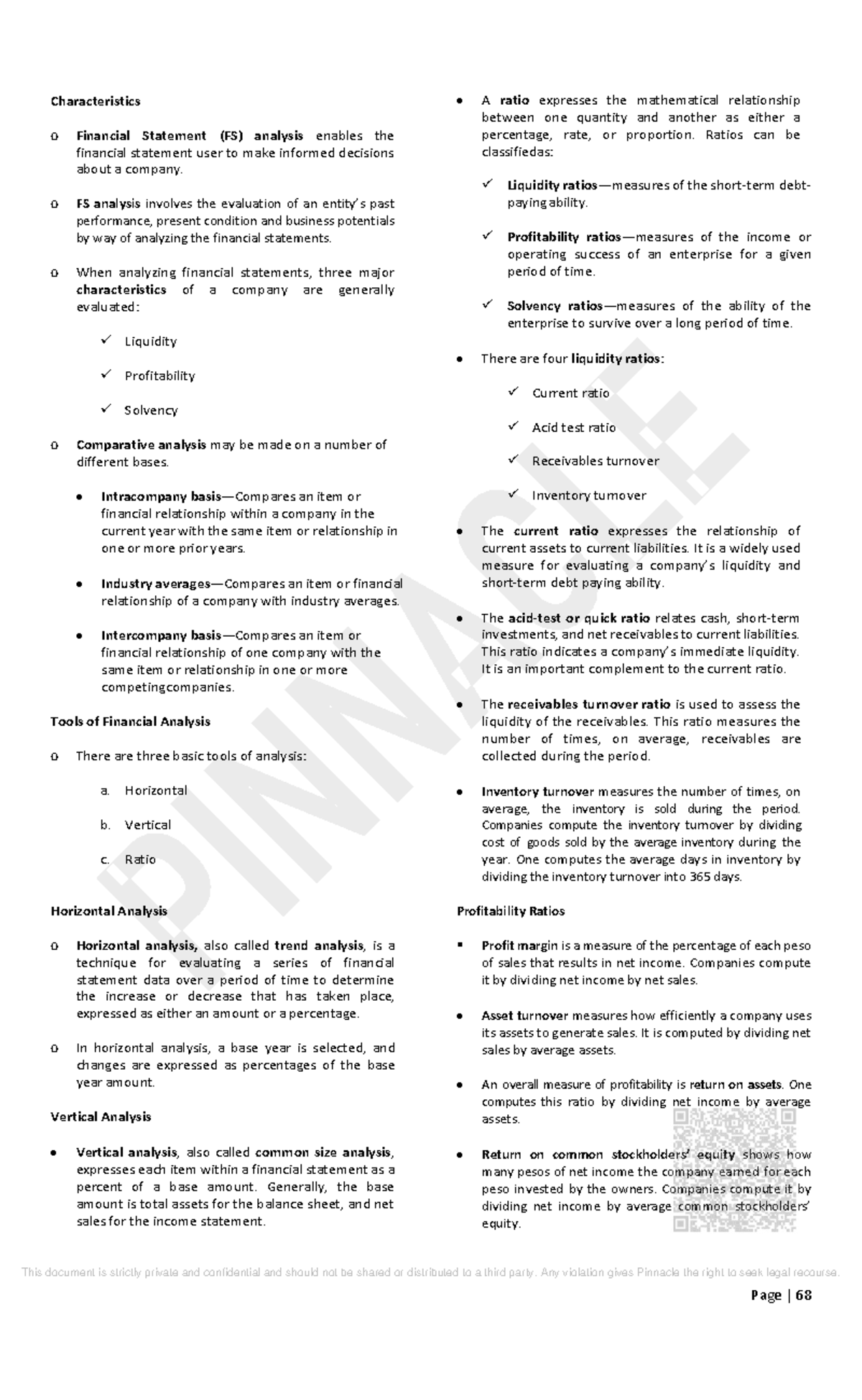 Pinnacle FIN301 Lecture: Financial Statement Analysis Overview - Studocu