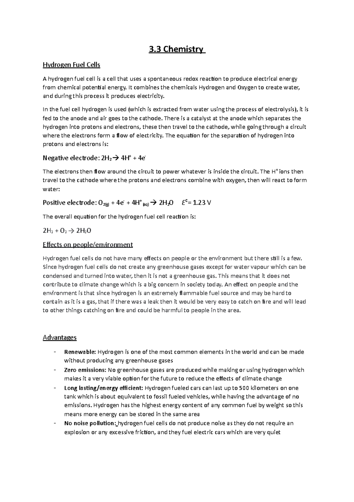 Chemistry 3.3: An In-Depth Look at Hydrogen Fuel Cells vs Fossil Fuels ...