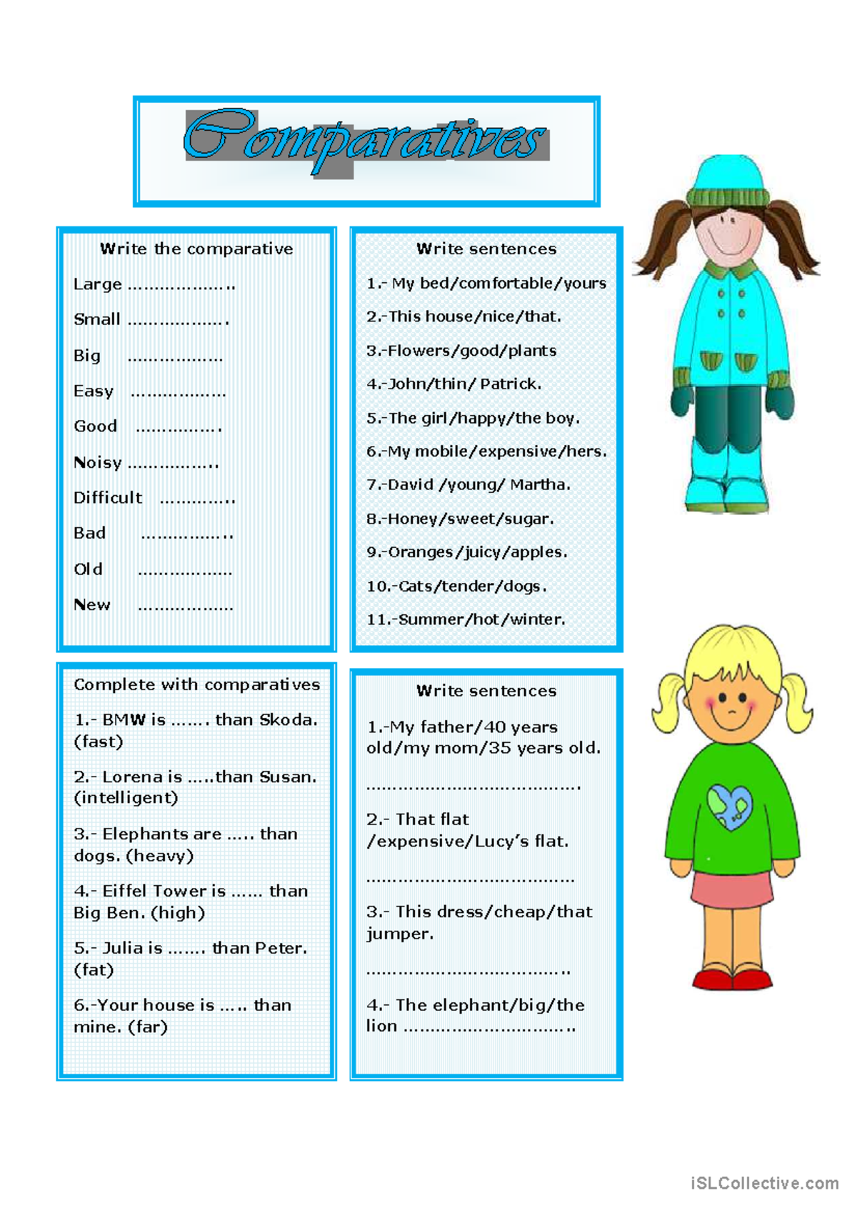 Comparative Adjectives - Write the comparative Large ...