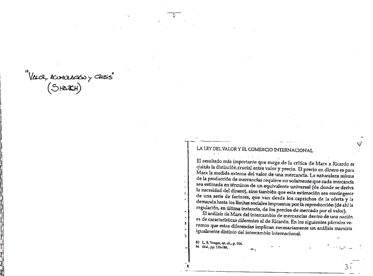 Shaikh (1990) cap. 4 - cap 4 del pdf SHAIK, profe valeria wainer - ,. . v~/ ~aó¡)., CÜ. (ó~t:H ...