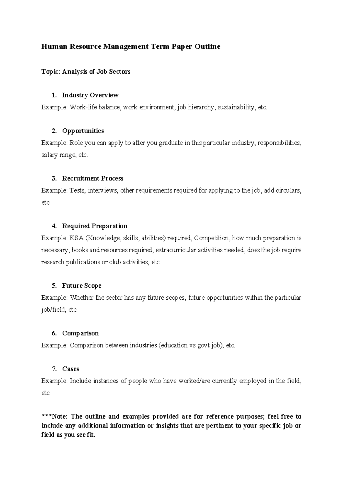 HRM TERM Paper Outline - Hhdjd - Human Resource Management Term Paper ...