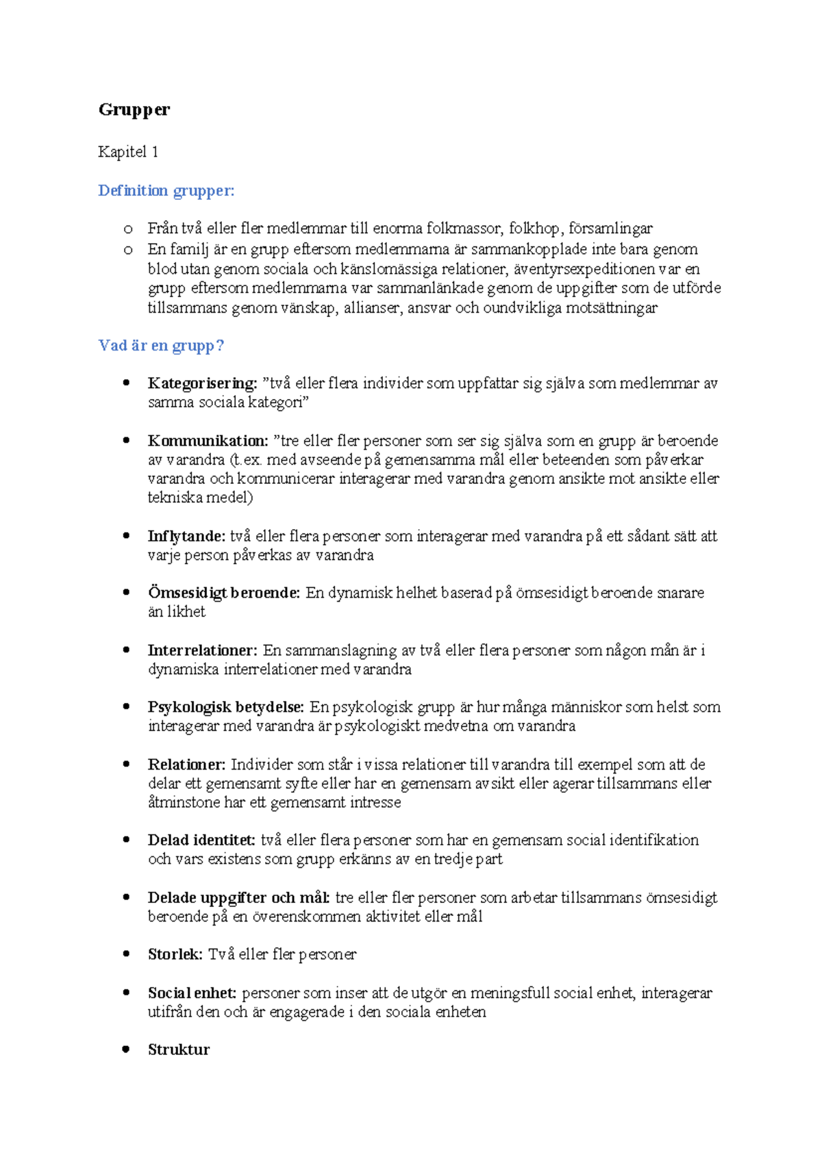 Gruppsykologi - Sammanfattning Grupper i arbetslivet - Grupper Kapitel ...