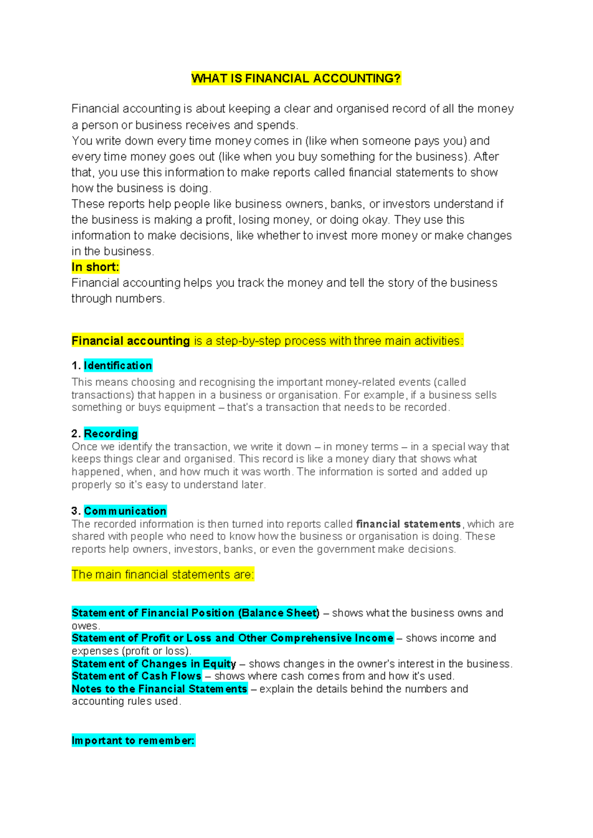 Accounting 101: Understanding Financial Accounting Principles - Studocu