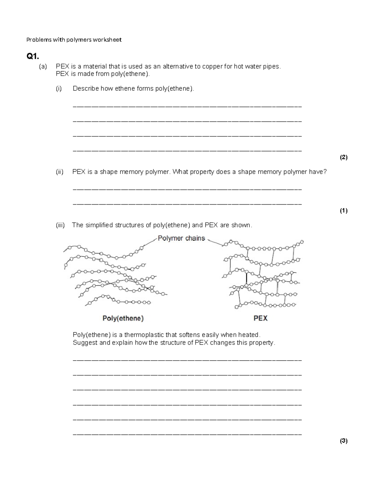 Worksheet on Polymers: Examining Properties and Environmental Impact ...