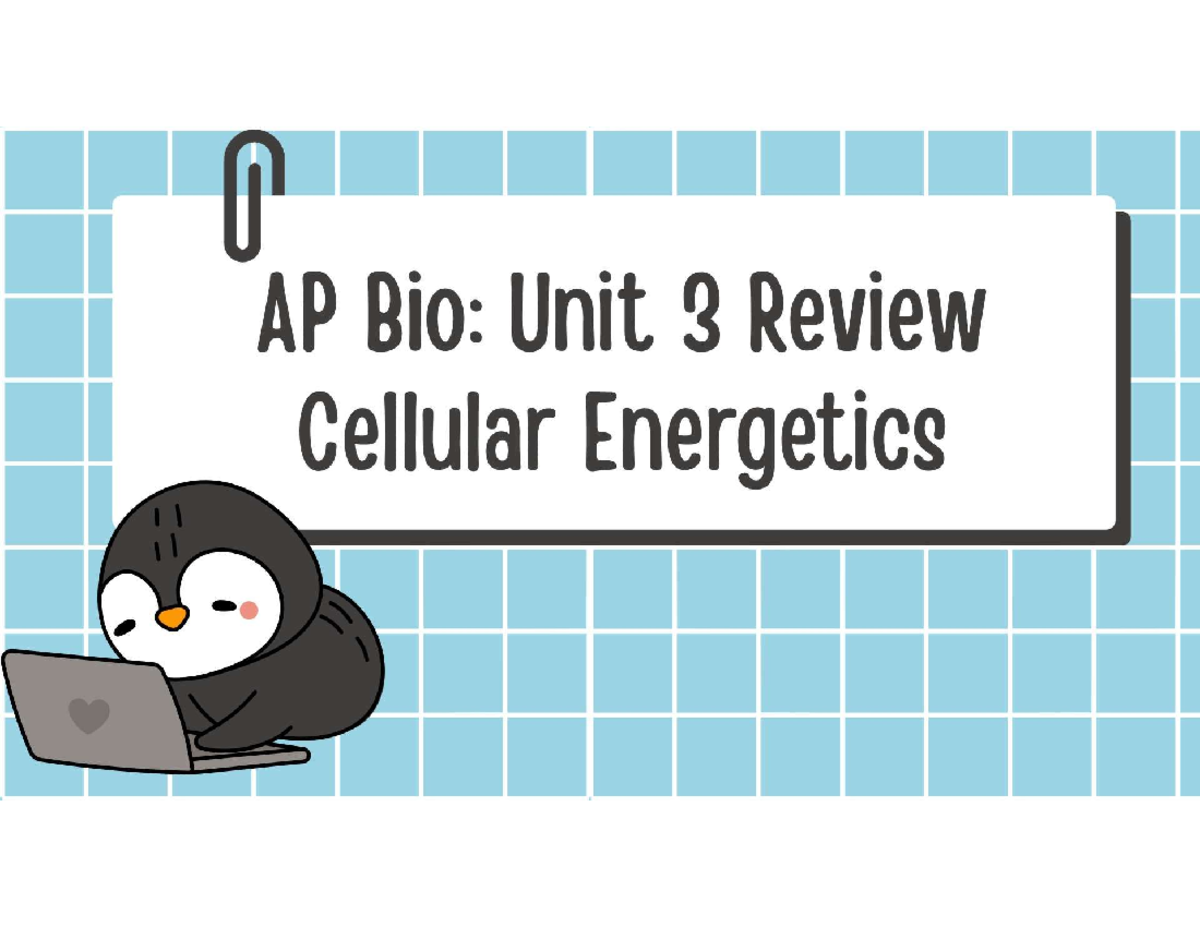 AP Bio: Unit 3 Cellular Energetics Review & Practice Problems - Studocu