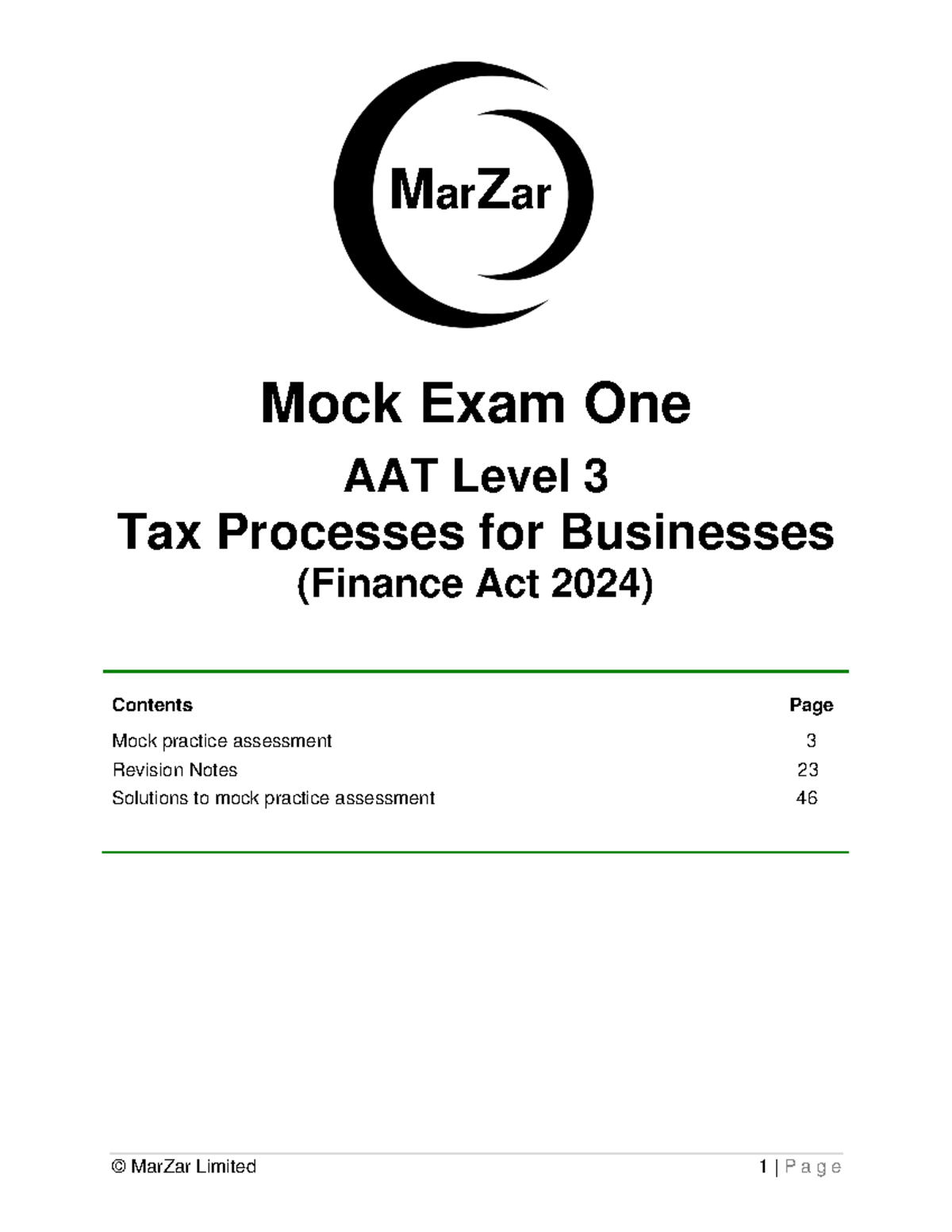 AAT Level 3 Tax Mock Exam - Finance Act 2024 Practice Assessment - Studocu