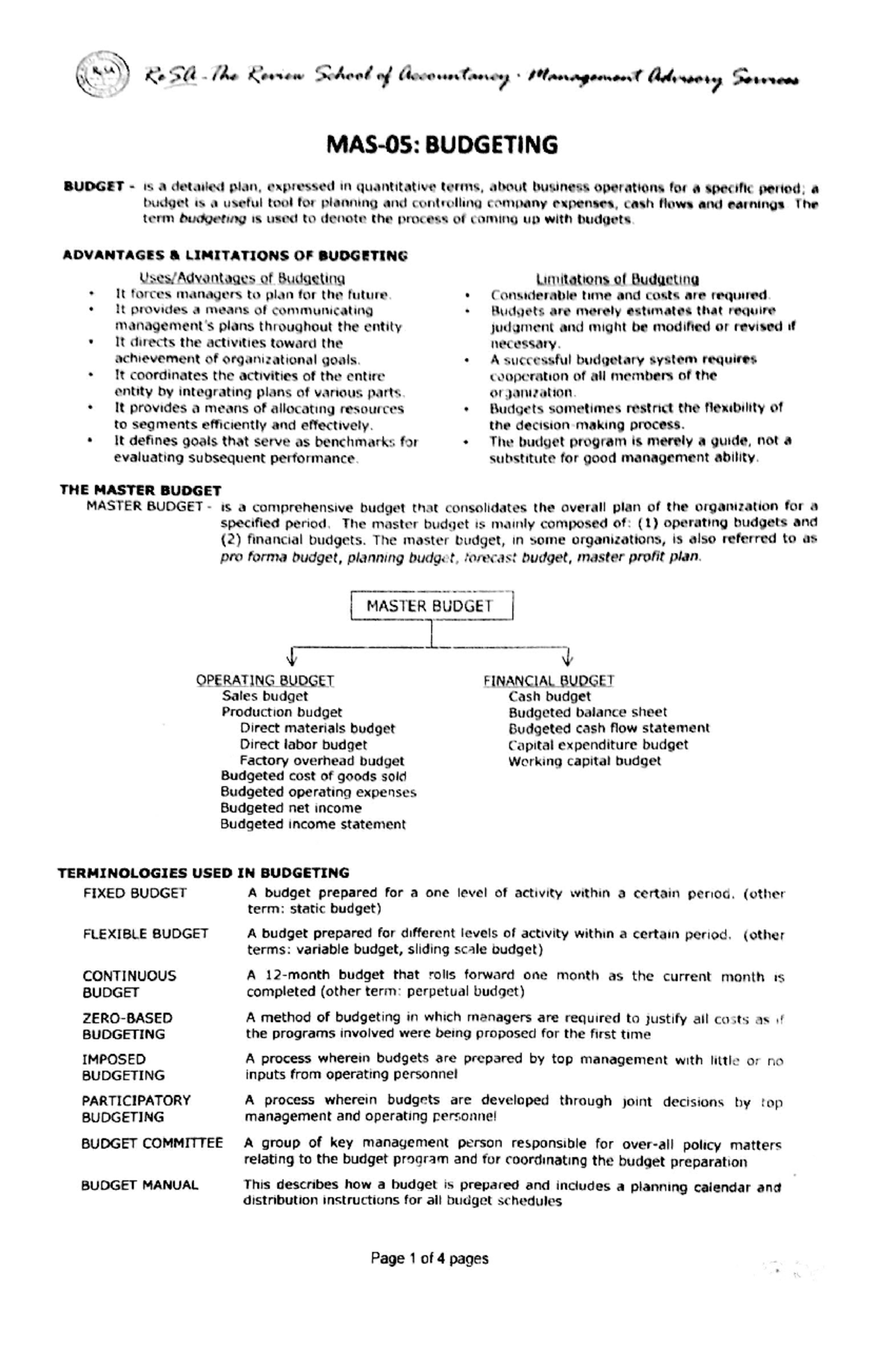 MAS-05 - From ReSa - Management Advisory Services - BS in Management ...