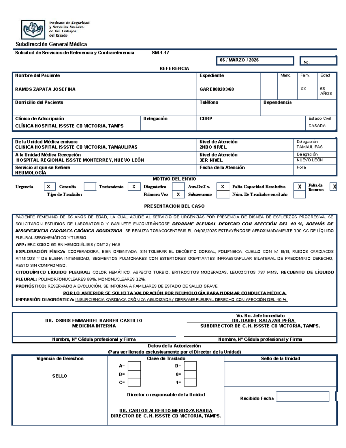 Solicitud de Referencia y Contrarreferencia - Neumología - Ramos Zapata ...