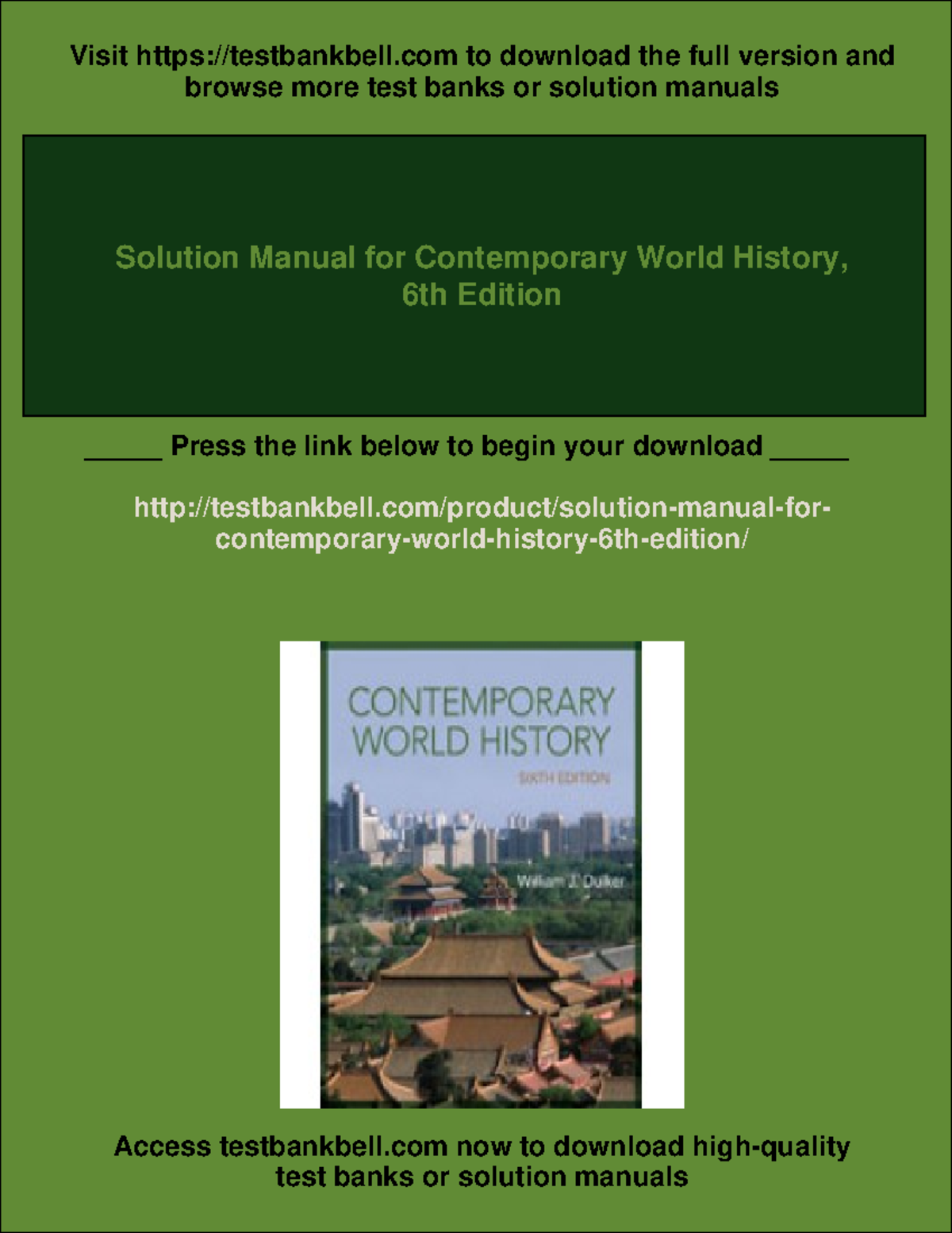 Solution Manual for Contemporary World History, 6th Edition Download ...