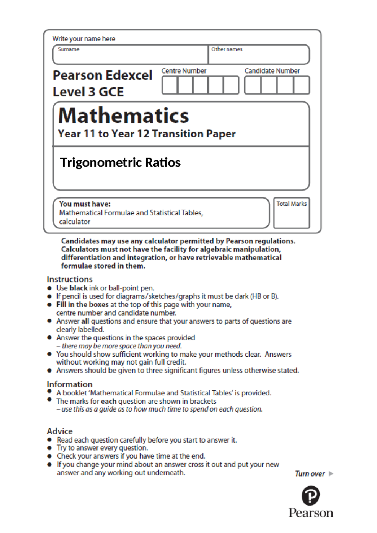 Chapter-9-Trigonometric-Ratios-Question-Paper 2 - Trigonometric Ratios ...
