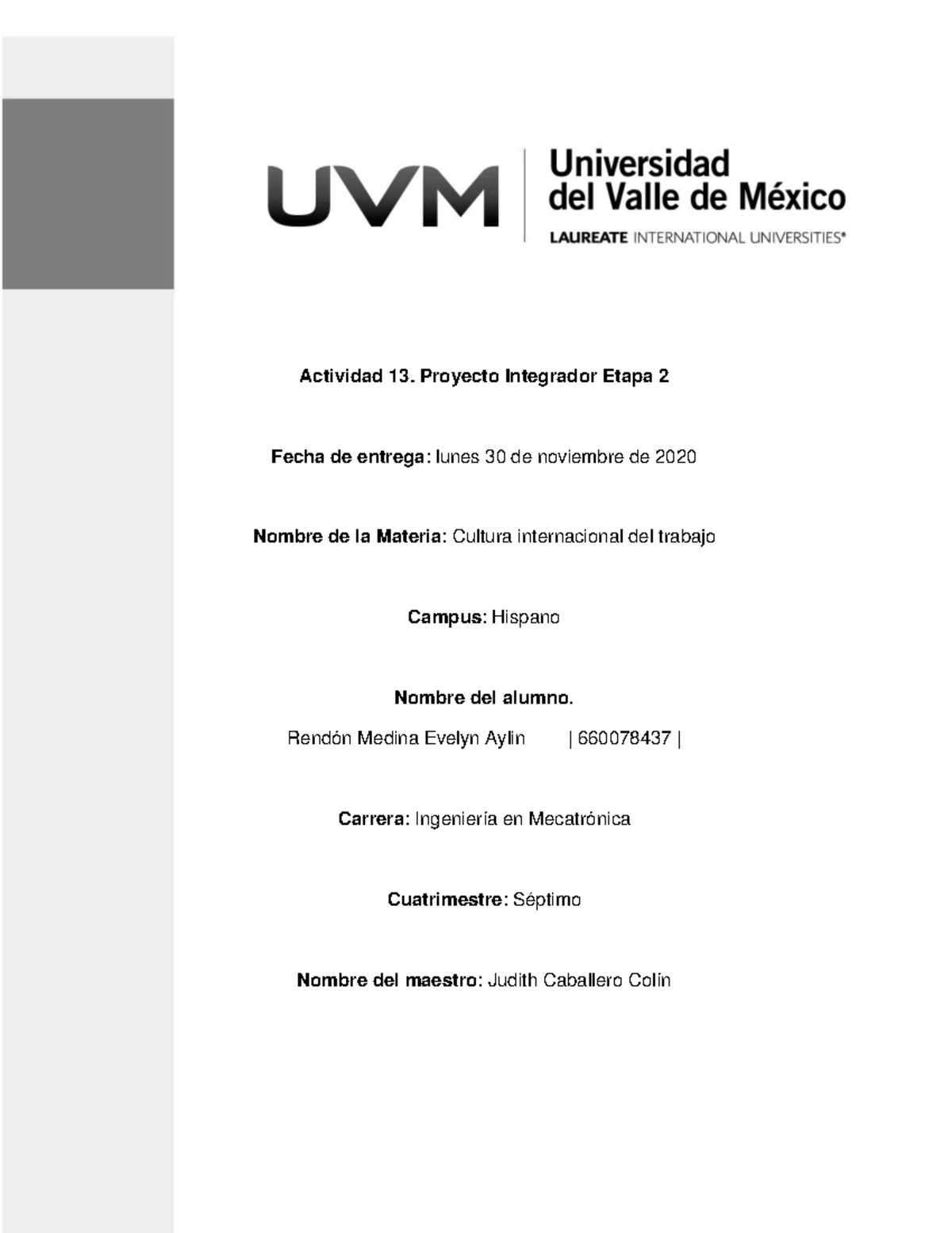 A5 LSCB - Actividad 5: Proyecto Integrador Etapa 1 - Studocu