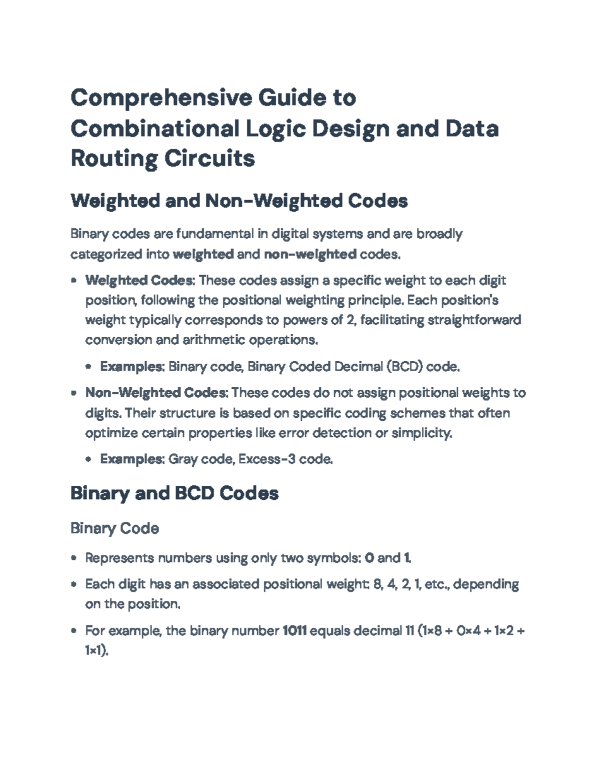 Comprehensive Guide to Combinational Logic Design (CS101): Codes & Circuits - Studocu