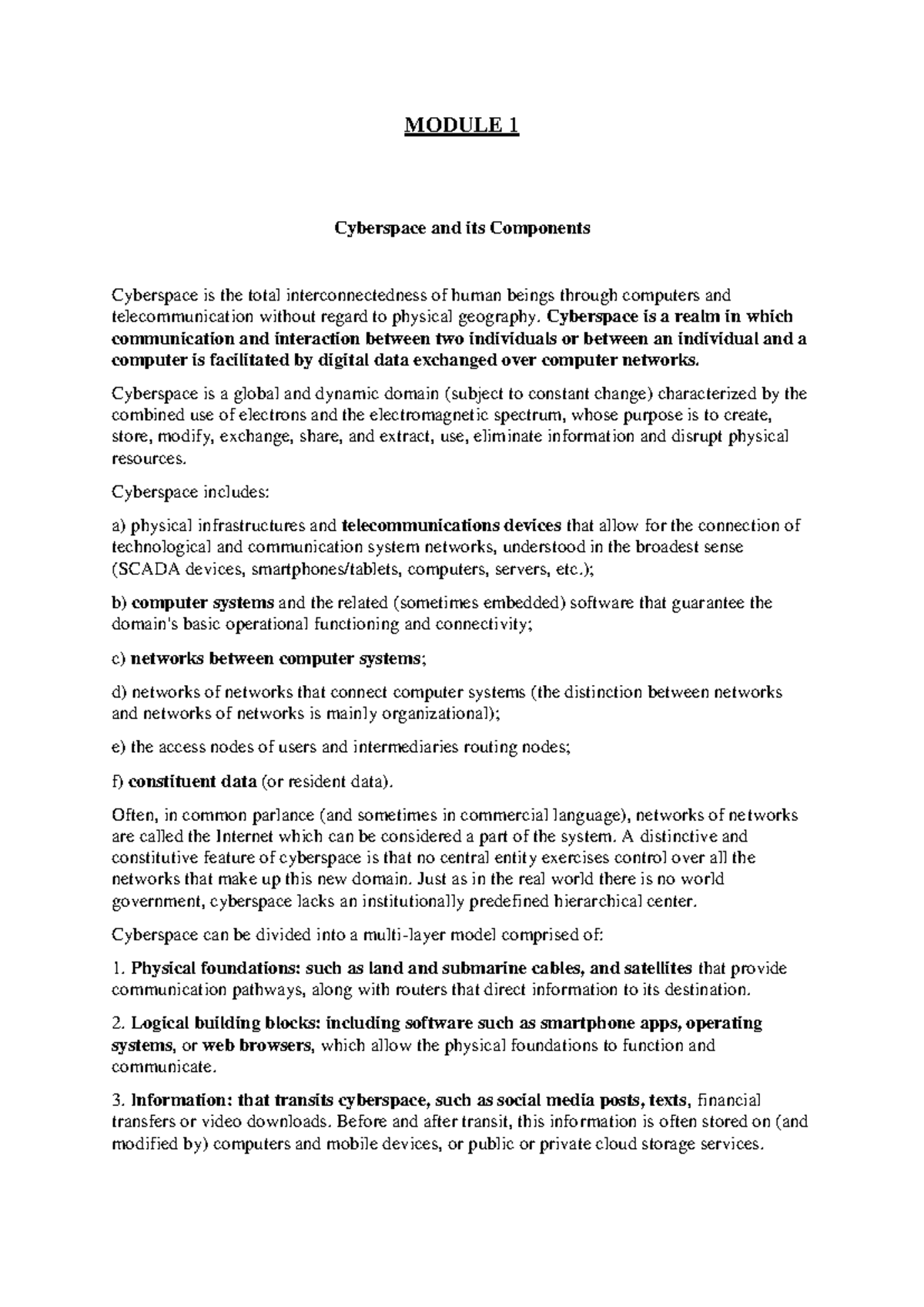 MODULE 1: Understanding Cyberspace, Its Components, and Regulations ...