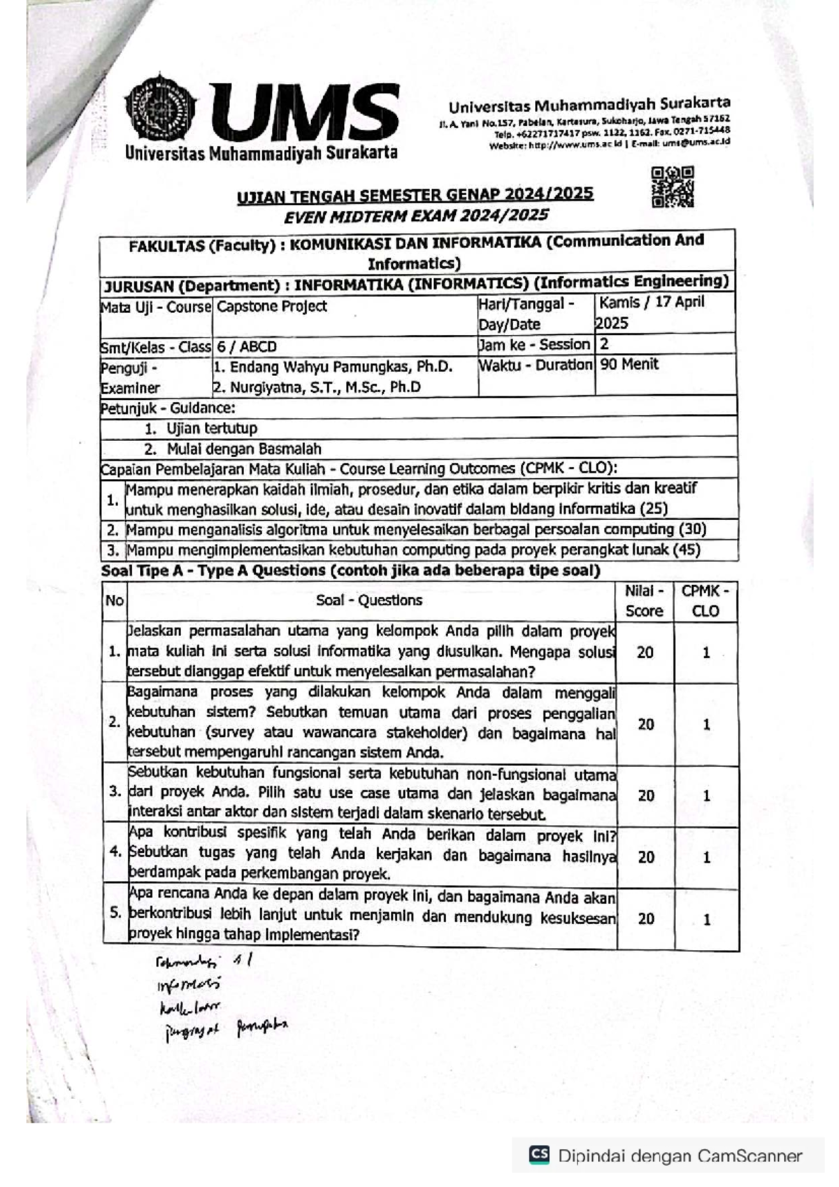 KOM-INFO 2025 EVEN MIDTERM EXAM: Capstone Project Guidelines - Studocu