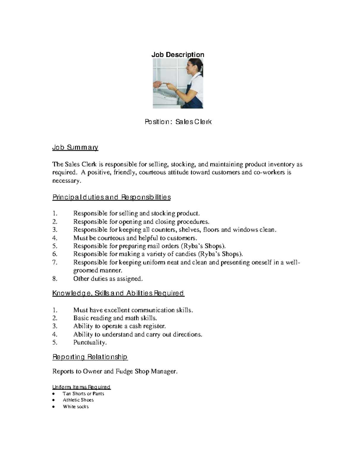 Sales Clerk Job Description and Responsibilities - Studocu