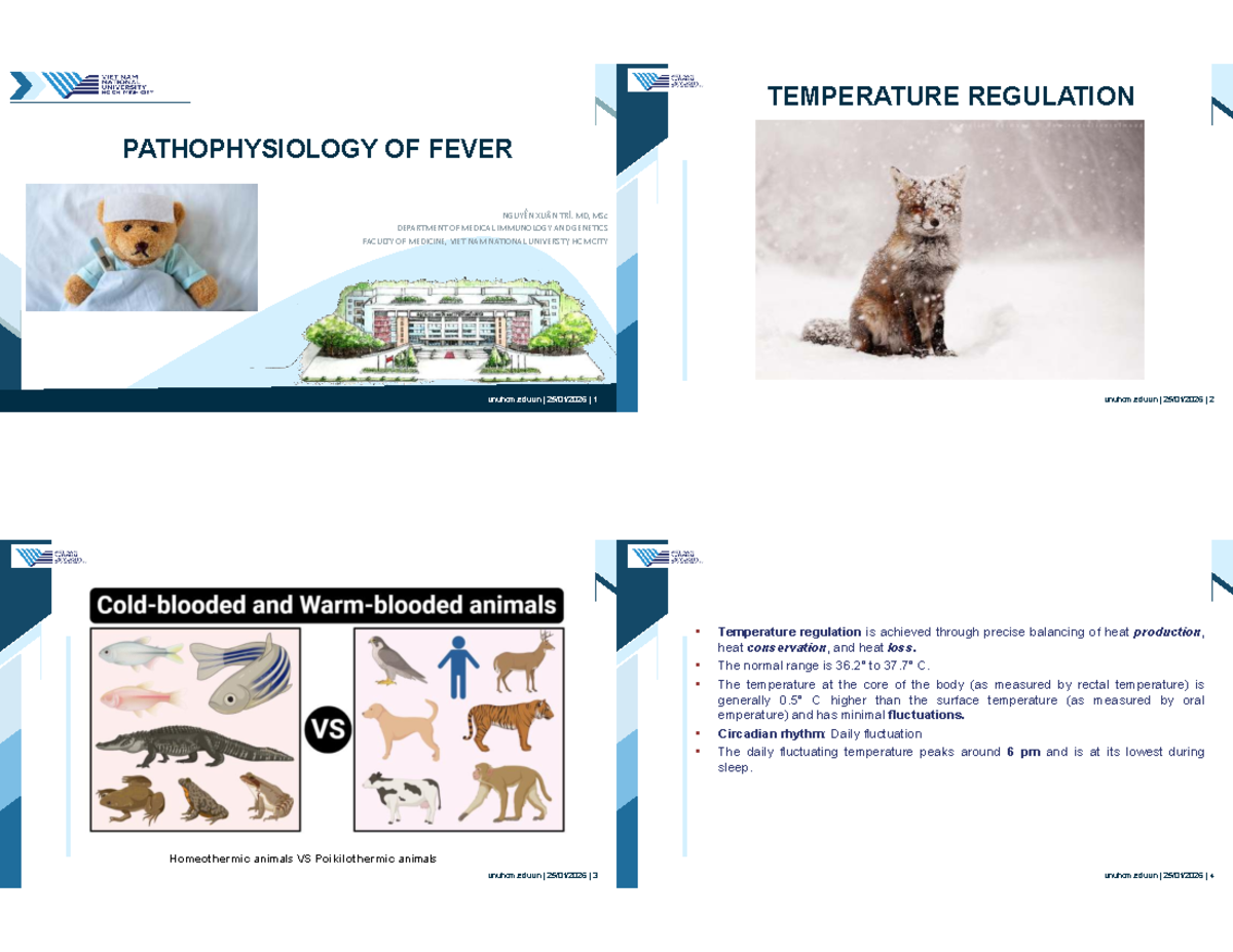 Fever Pathophysiology and Temperature Regulation - MED 101 - Studocu