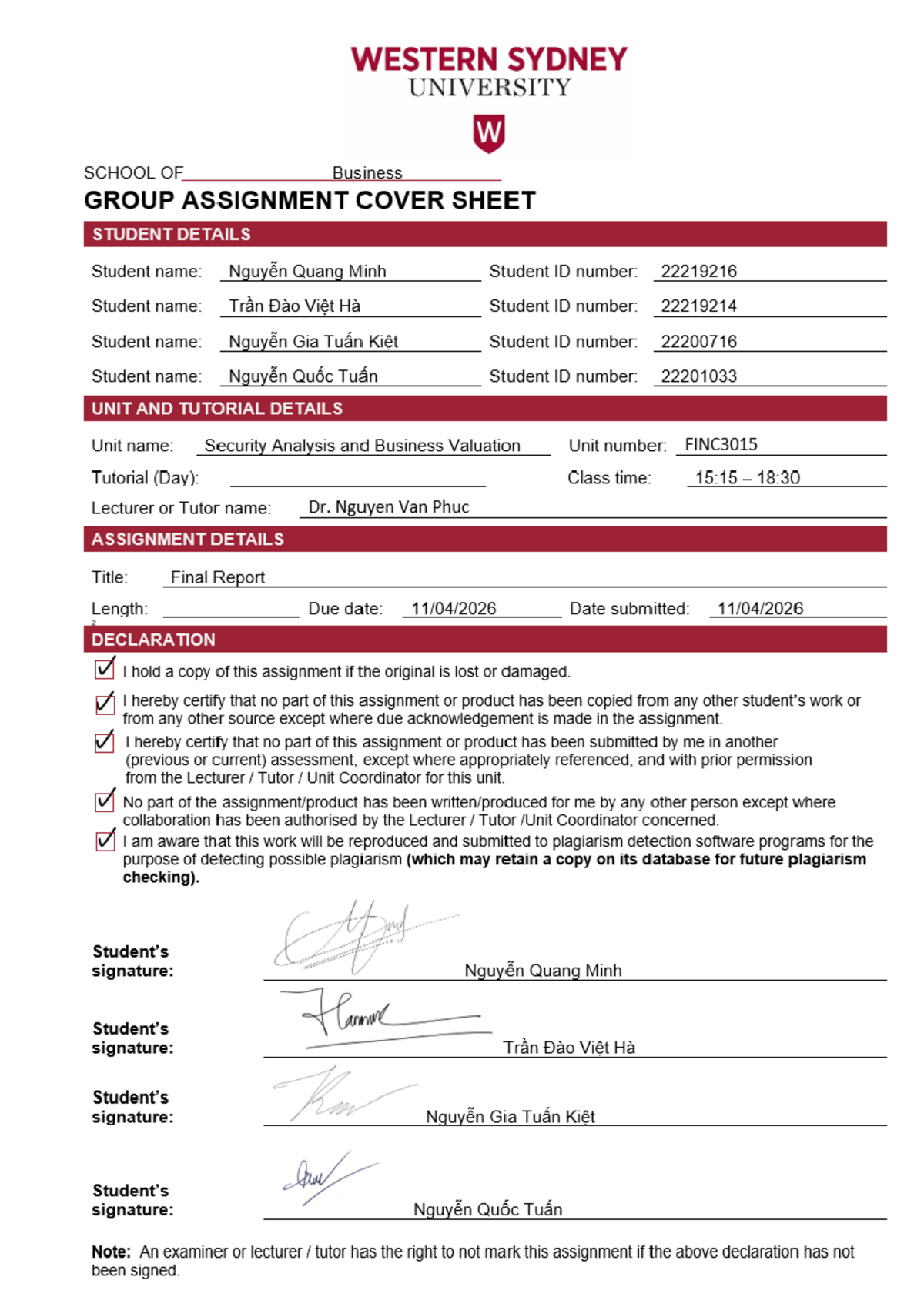 FINC3025 Case Study: Security Analysis & Valuation of Masan Consumer ...
