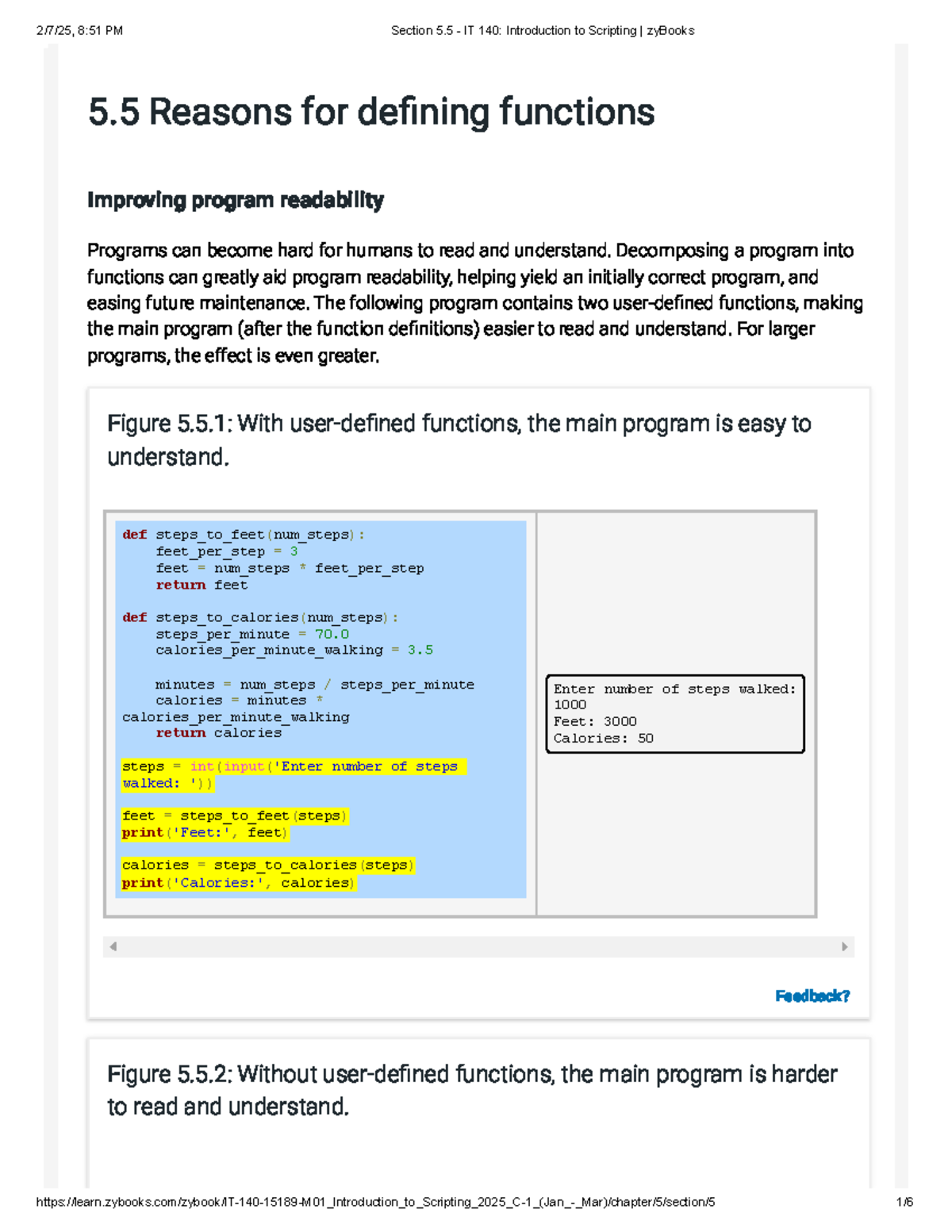 Practice Assignments - 5 Reasons for defining functions Improving program readability Programs ...