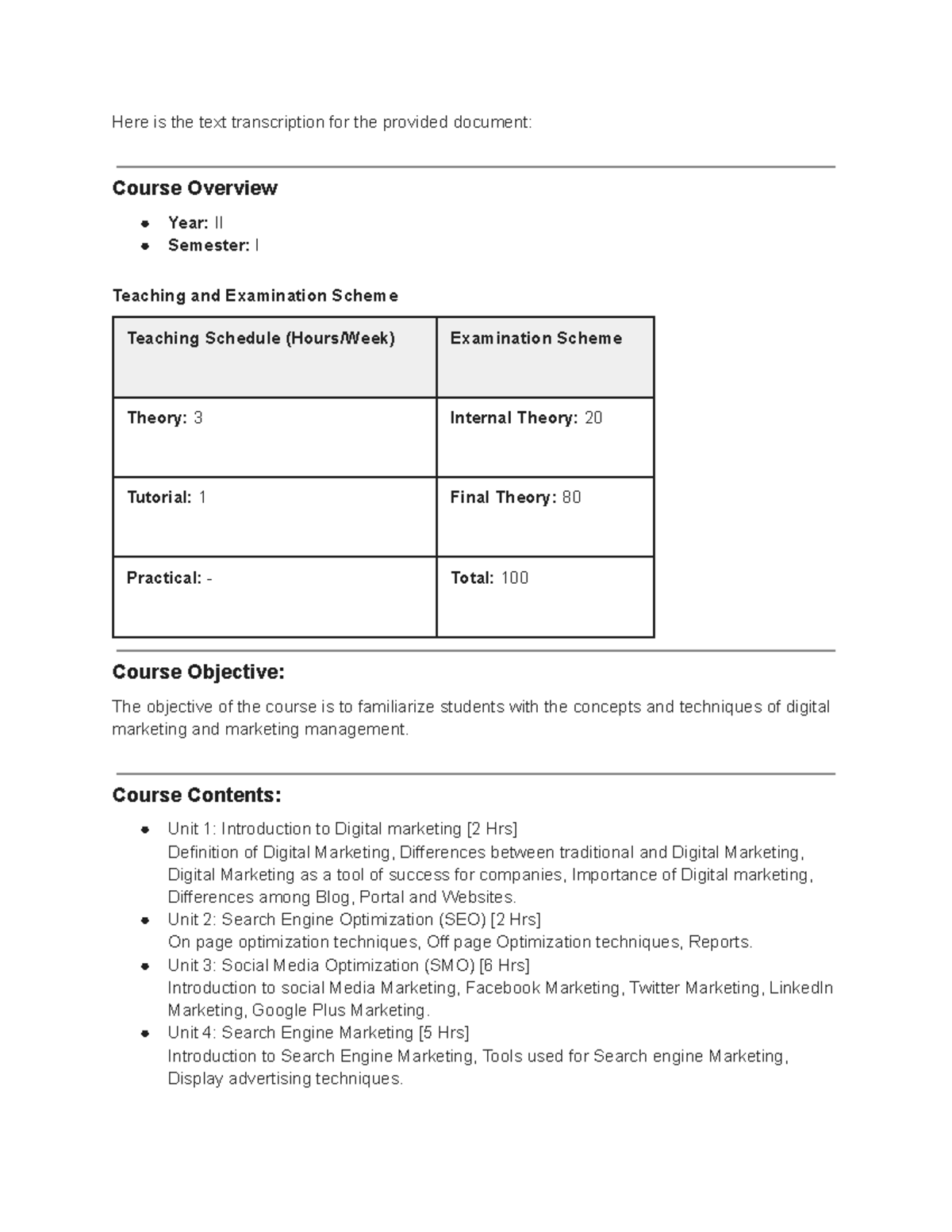 Digital Marketing Management Overview (Course II Sem I) - Studocu