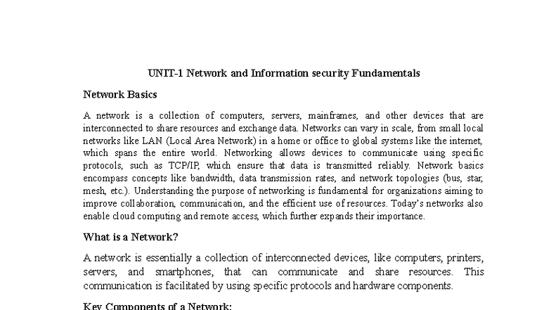 SCT - Network and Information Security Fundamentals Overview - Studocu