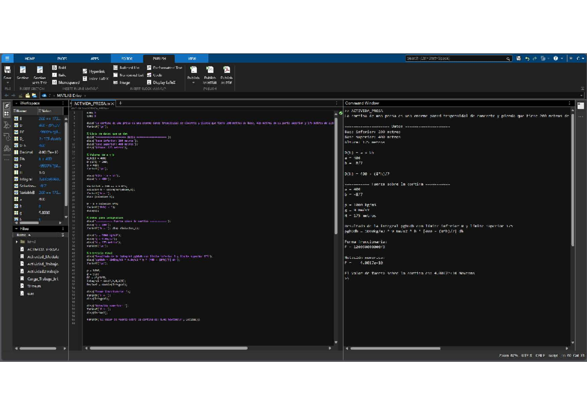 Interfaz Mat Lab Presa - MATLAB - HOME PLOTS APPS EDITOR PUBLISH VIEW ...