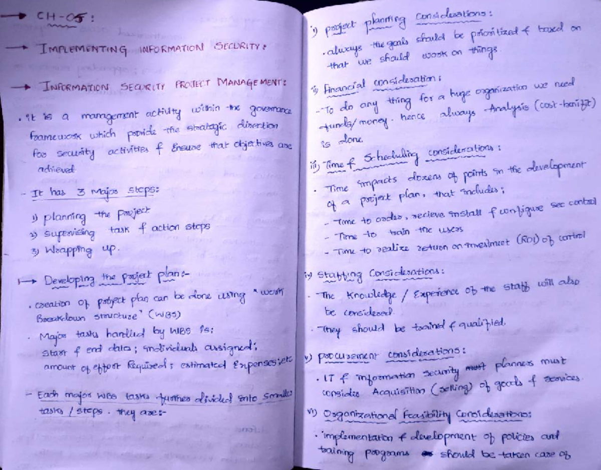 IS UNIT-5: Project Planning & Management in Information Security - Studocu