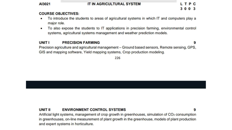 AI3021 IT in Agricultural Systems Syllabus: Course Overview & Units ...
