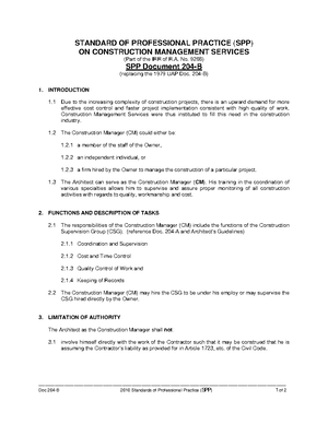 SPP 203 - Philippine Standards of Professional Practice 203 - Specialized Architectural - - Studocu