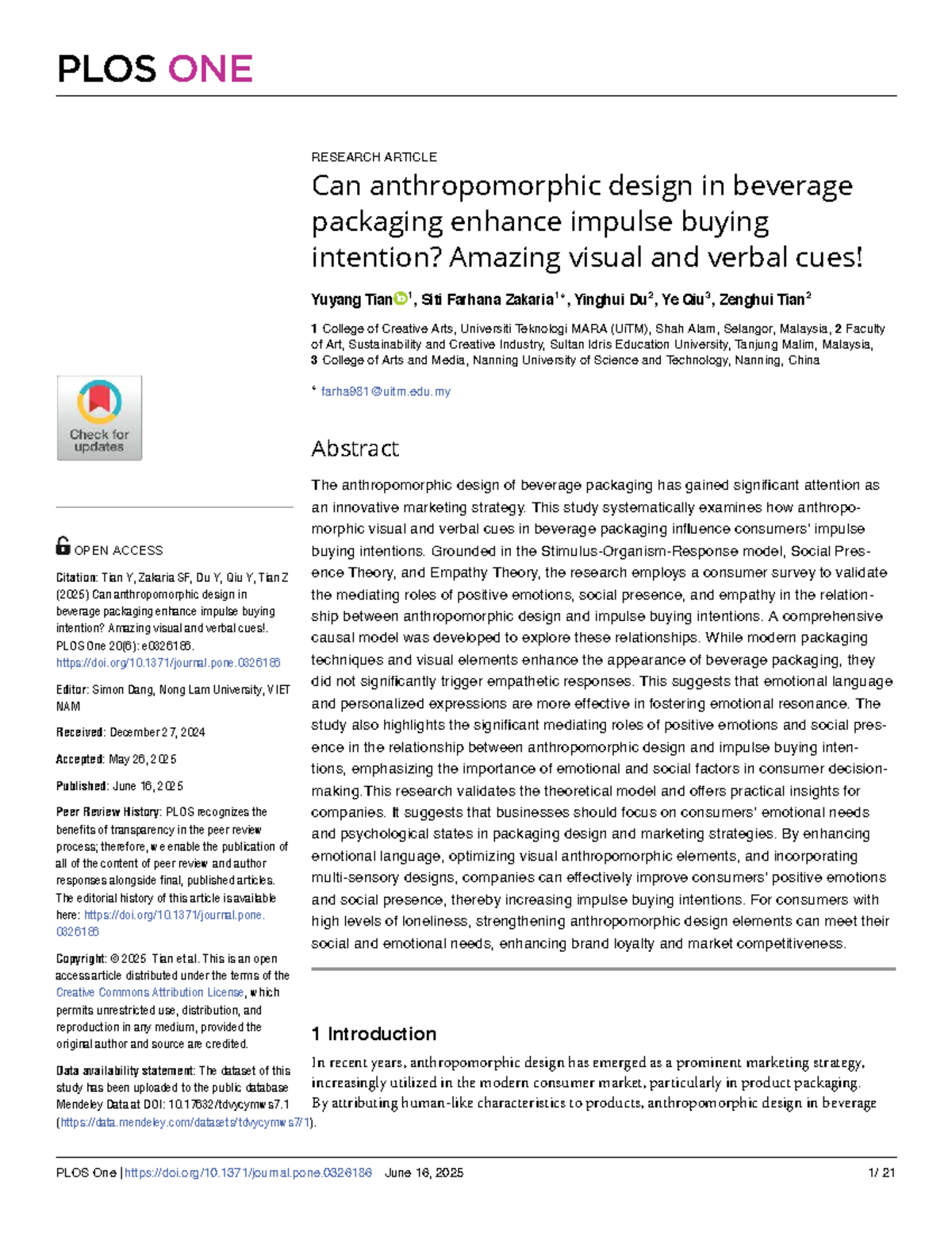 PLOS ONE RESEARCH ARTICLE: Impact of Anthropomorphic Design on Impulse ...